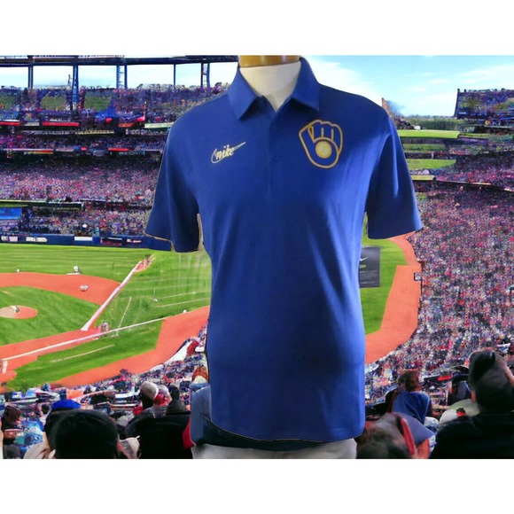 Nike | Shirts | Milwaukee Brewers Nike Mlb Blue Cooperstown Logo Team ...